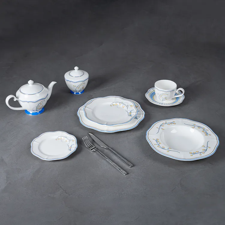 White Porcelain Plate with Flower Decal - Royalware China